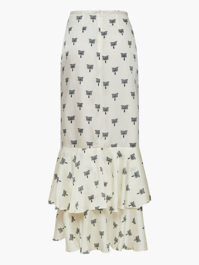 Sevilla Martellato Silk Skirt | Ivory/Black Polka Palms | Fashionkind