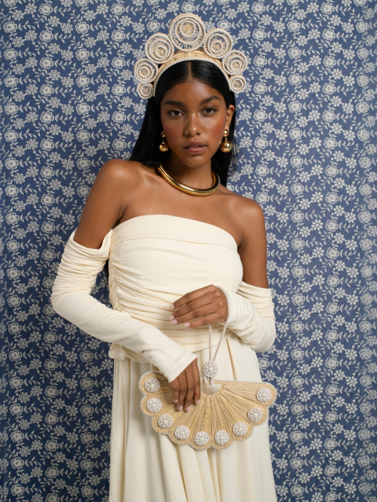 Cloud Shaped Iraca Pearl Fan | Fashionkind