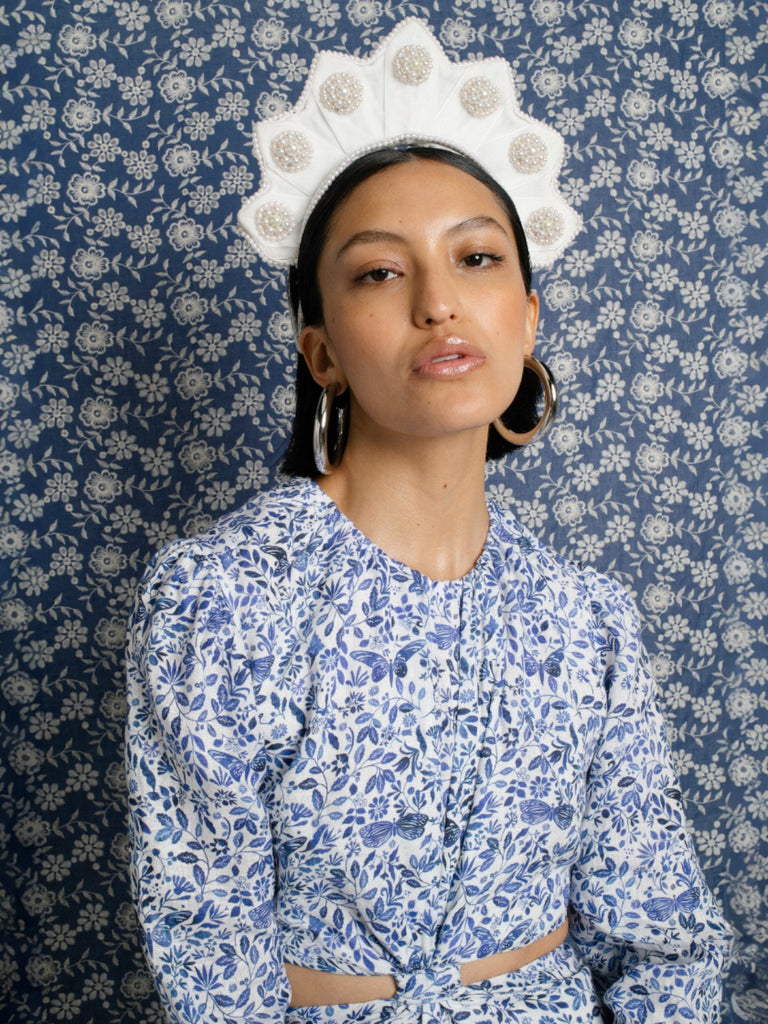 Star Shaped Velvet Pearl Headpiece | Fashionkind