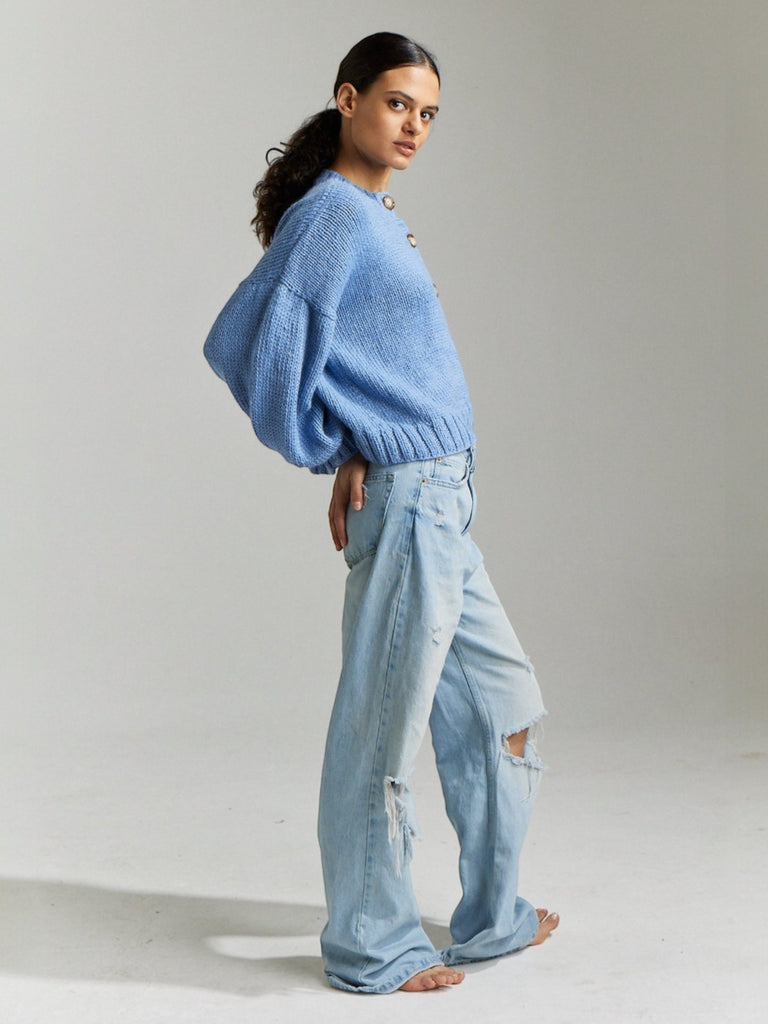 First Born Knits | Frenchie Cardigan | Sky Blue | Fashionkind