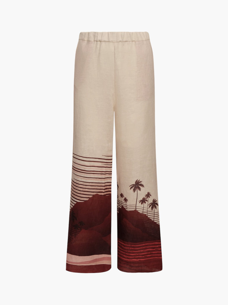 San Benito Linen Pants | Red Tropical Landscape | Fashionkind