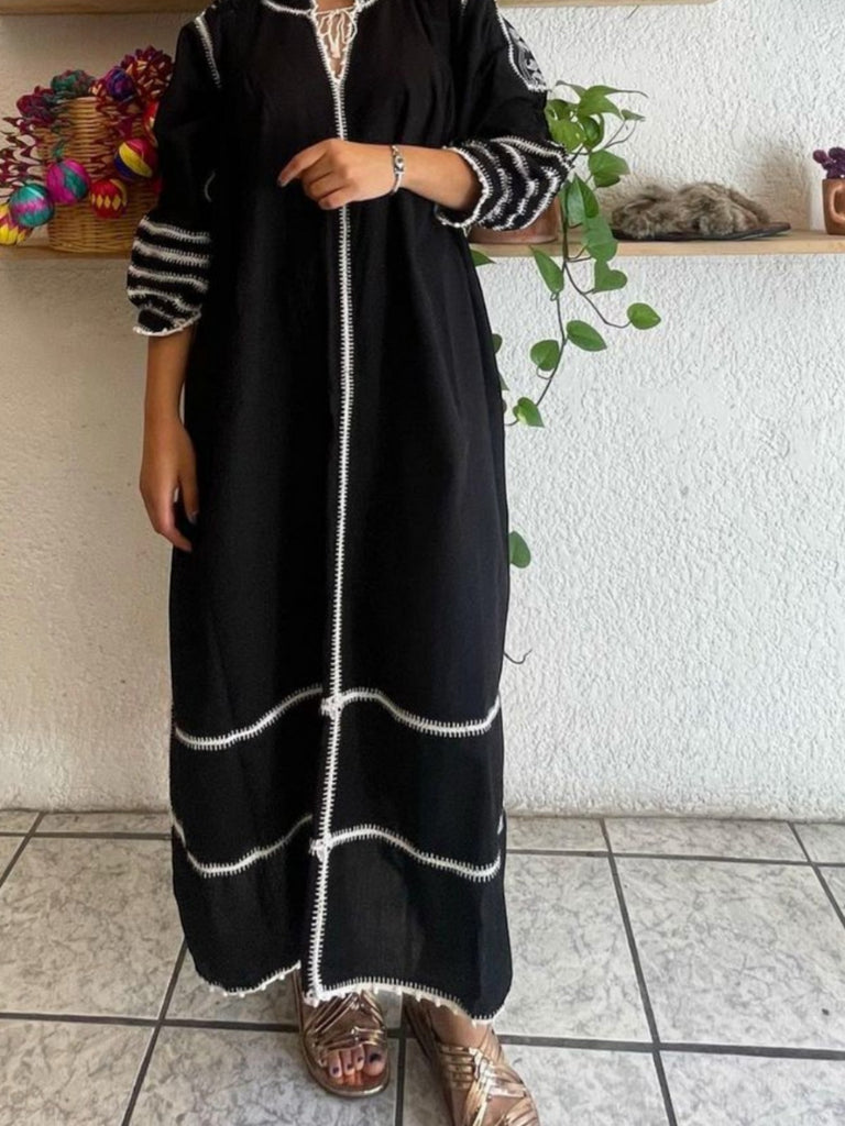 Larkin Lane | Amorcita Gingham Mexican Dress | Black | Fashionkind