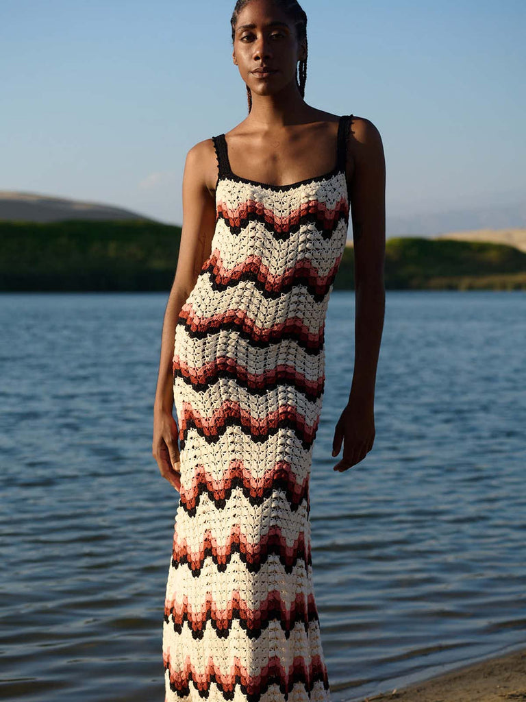 Marea Dress | Peach/Black | Fashionkind